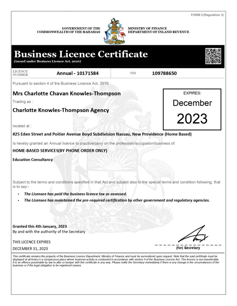 Business License And Certificate Of Incorporation – Charlotte
